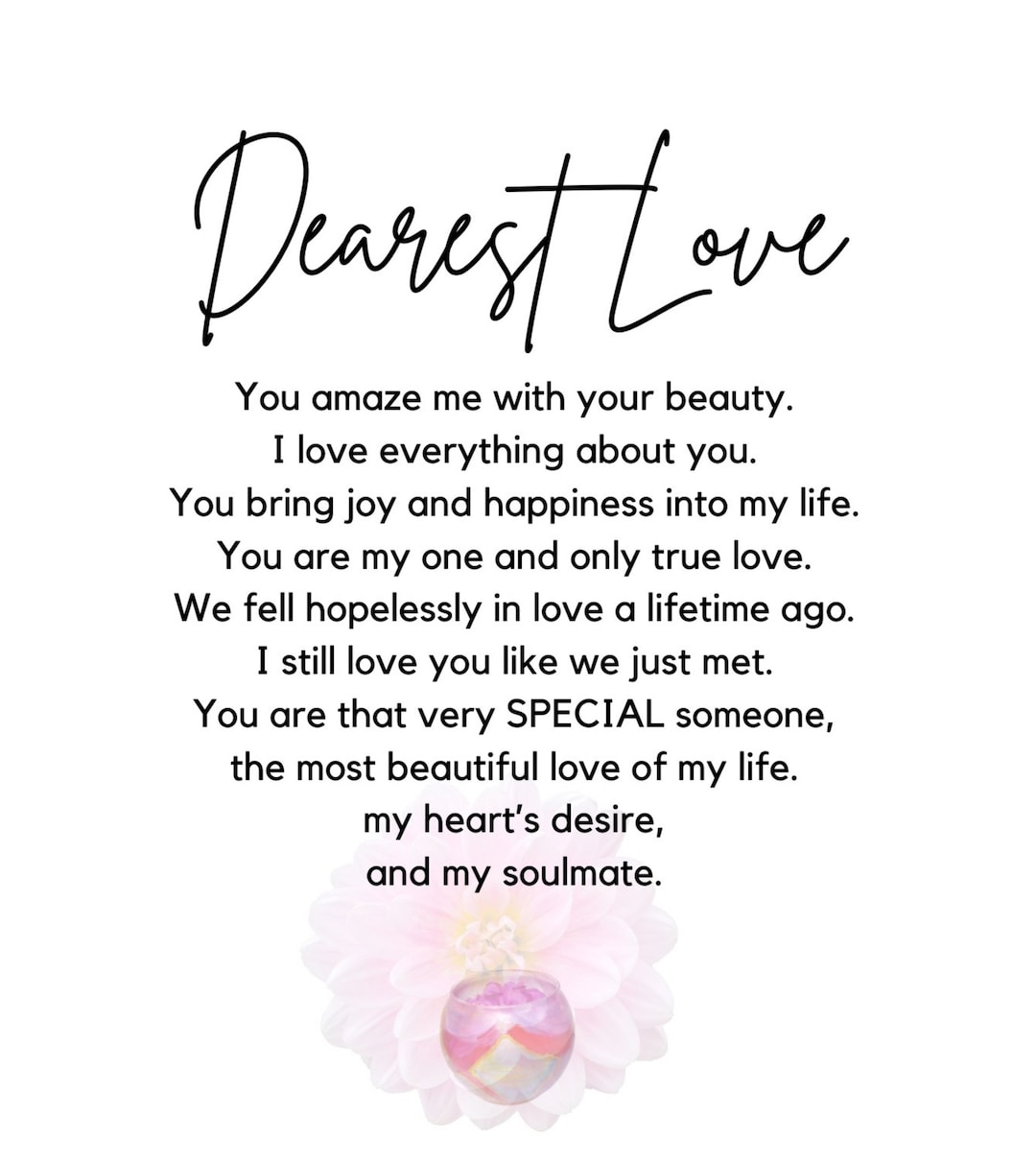 Love Poem for Wife Husband, Heartfelt Love Messages, Husband Wife Gift ...