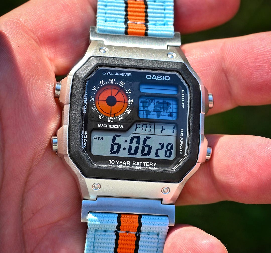 Custom Casio AE-1200 'gulf Livery' Mod Watch: Silver, Hydromod - Etsy UK