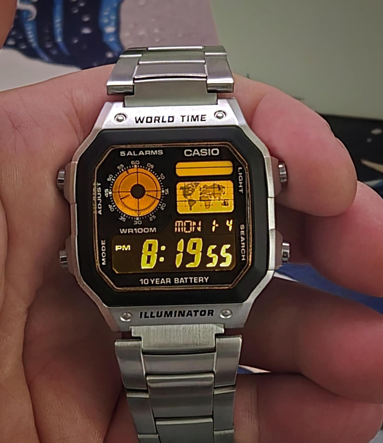 Custom Casio AE-1200 Watch: Silver Resin, Negative LCD, Hydromod ...
