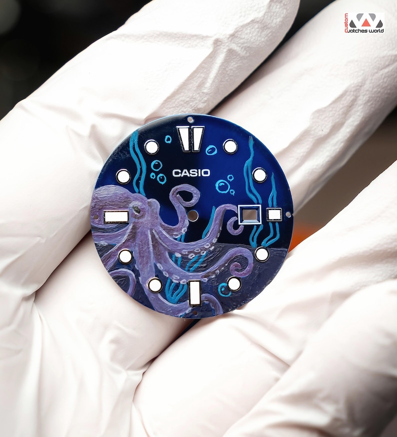 Custom Casio MDV-106/107 'duro Deapsea1' Watch Mod: Hand Painted Dial ...