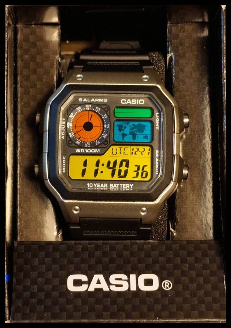 Customizeable Casio AE-1200 Colorful Watch in SILVER Case. - Etsy