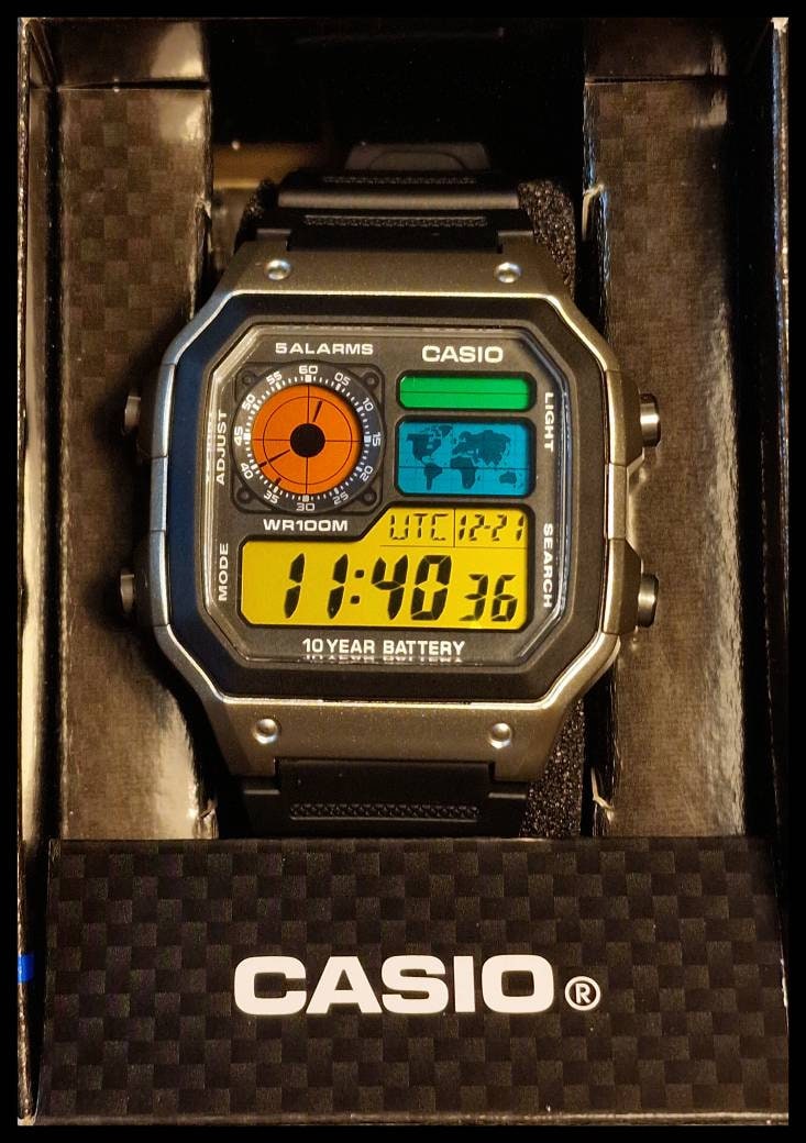 Customizeable Casio AE-1200 Colorful Watch in SILVER Case. - Etsy