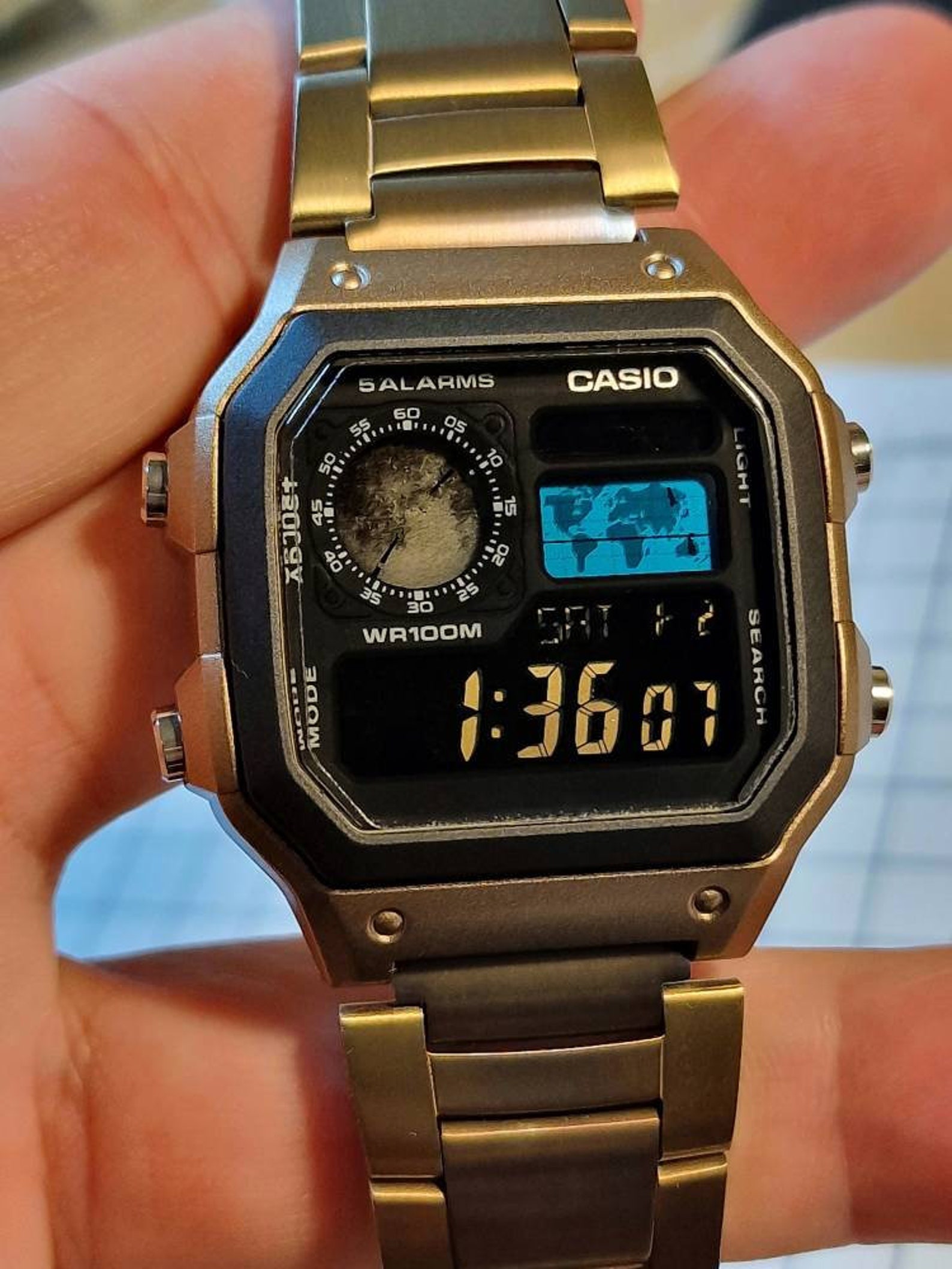 Modified Watch Based on Casio AE-1200 "full Moonshine" Bronze Color ...