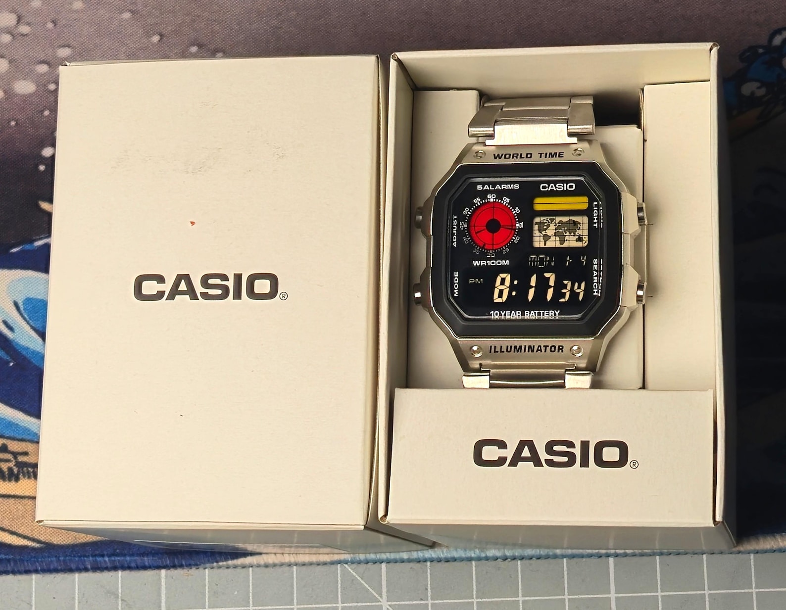 Custom Casio AE-1200 Watch: Silver Resin, Negative LCD, Hydromod ...