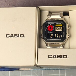 Custom Casio AE-1200 Watch: Silver Resin, Negative LCD, Hydromod ...