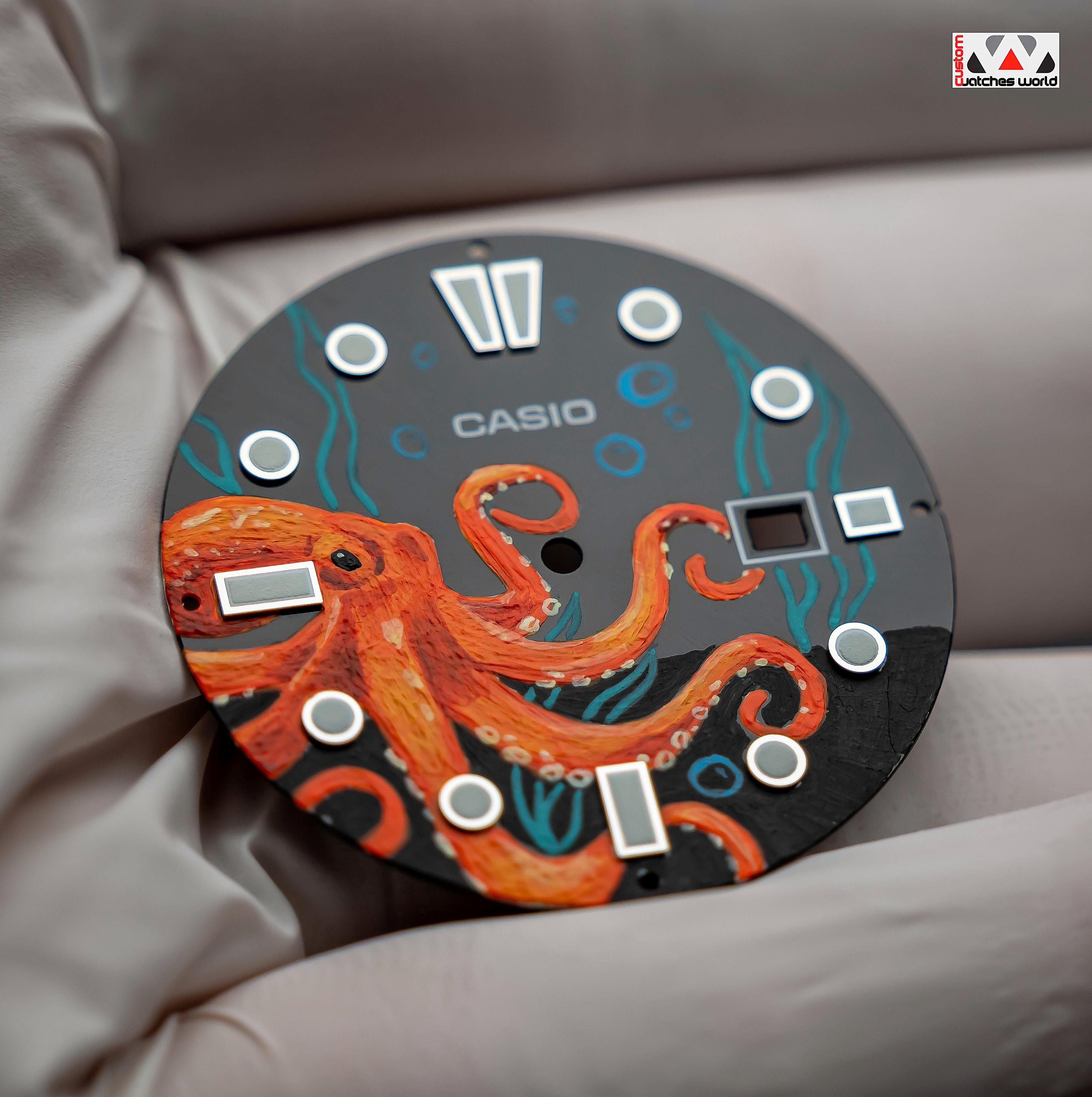 Custom Casio MDV-106/107 'duro Deapsea2' Watch Mod: Hand Painted Dial ...