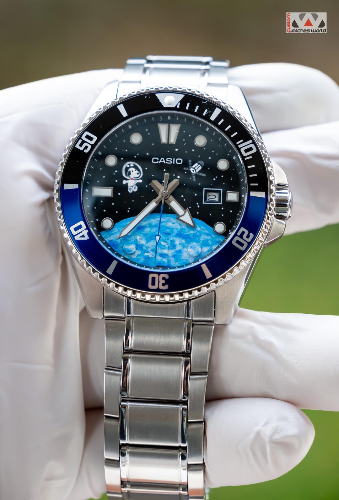 Custom Casio MDV-107 Duro Watch Mod: Hand Painted Dial, Sapphire ...