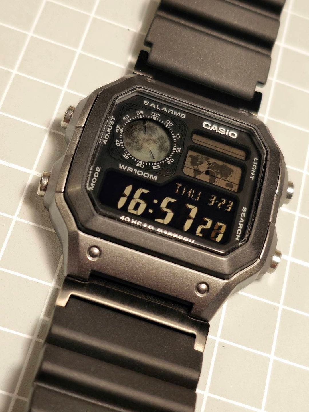 Modified Casio AE-1200 grey Moon Hydromod - Etsy