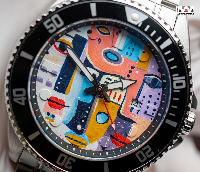 Custom Casio MDV-107 Duro Watch Mod: "duro A'la Cubism" Hand Painted ...