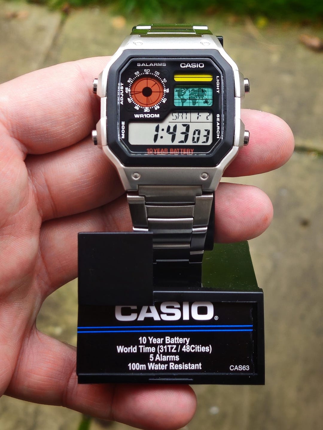 Modified Casio AE-1200, Colorful LCD, Hydromod Case and Polished Stainless Steel Bracelet - Etsy
