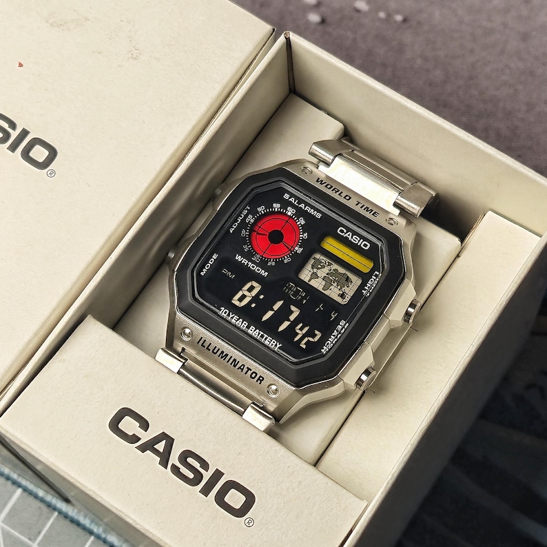 Custom Casio AE-1200 Watch: Silver Resin, Negative LCD, Hydromod ...