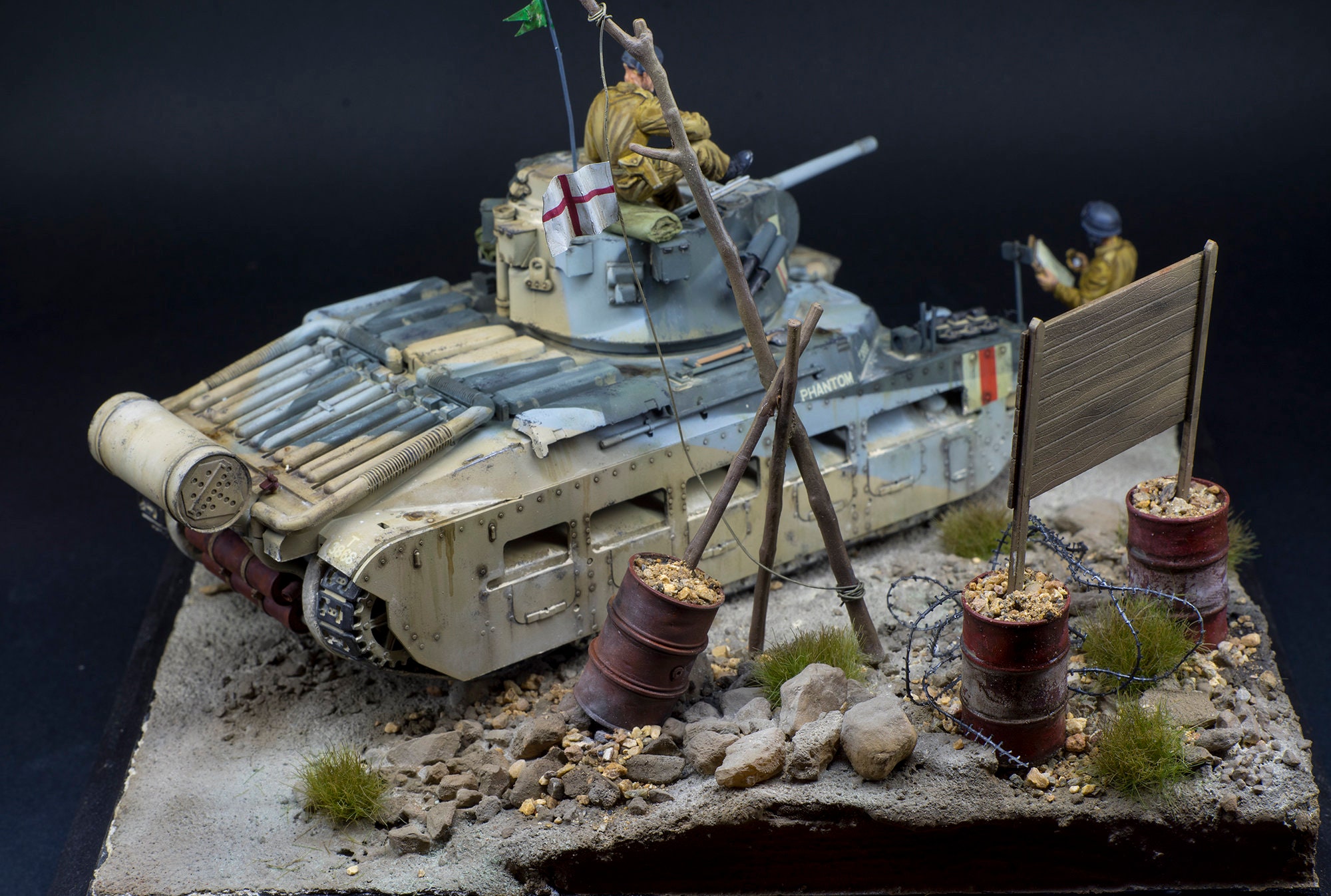 Matilda Mk.iii/iv WWII British Infantry Tank Diorama 1/35 on Wood Base ...