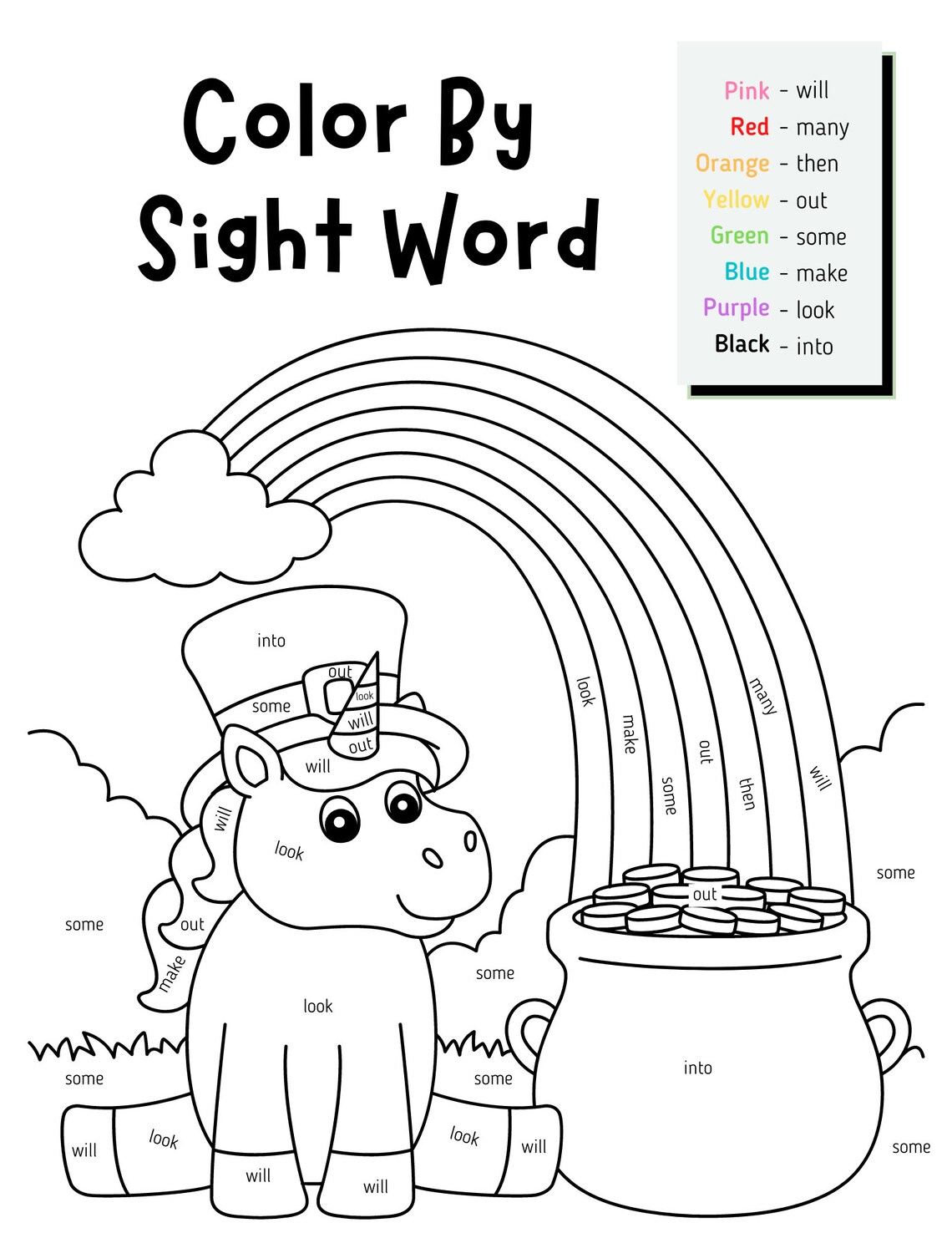 Color by Sight Word Coloring Page - Etsy UK