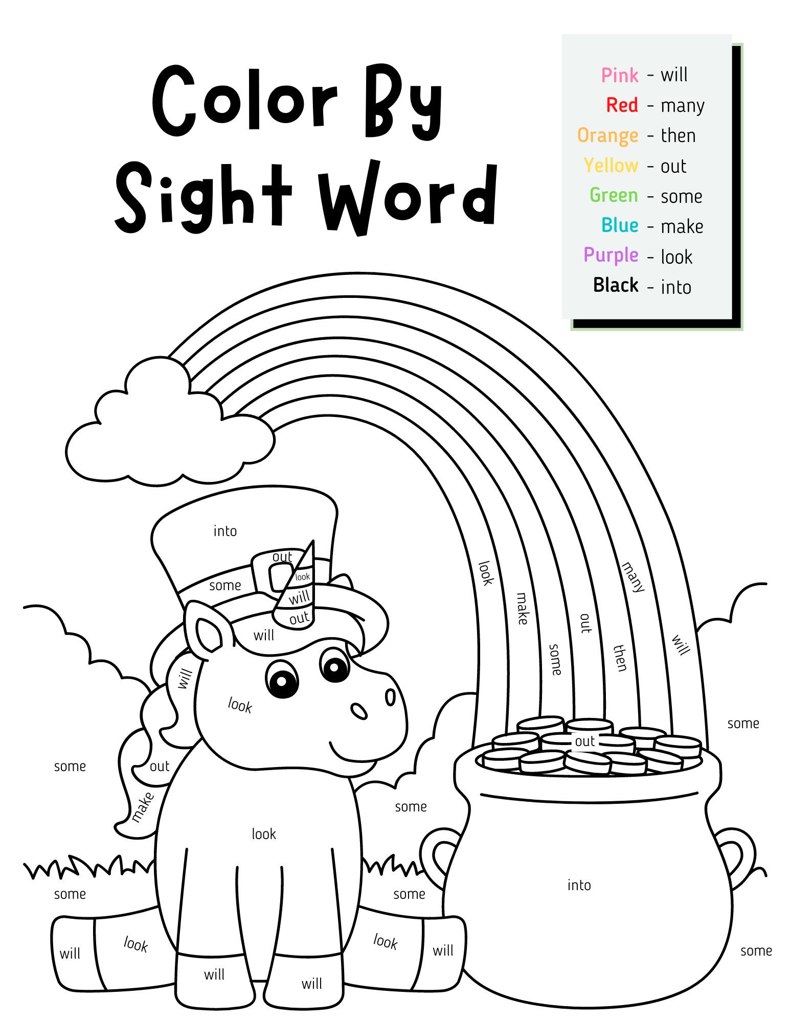 Color by Sight Word Coloring Page - Etsy Canada
