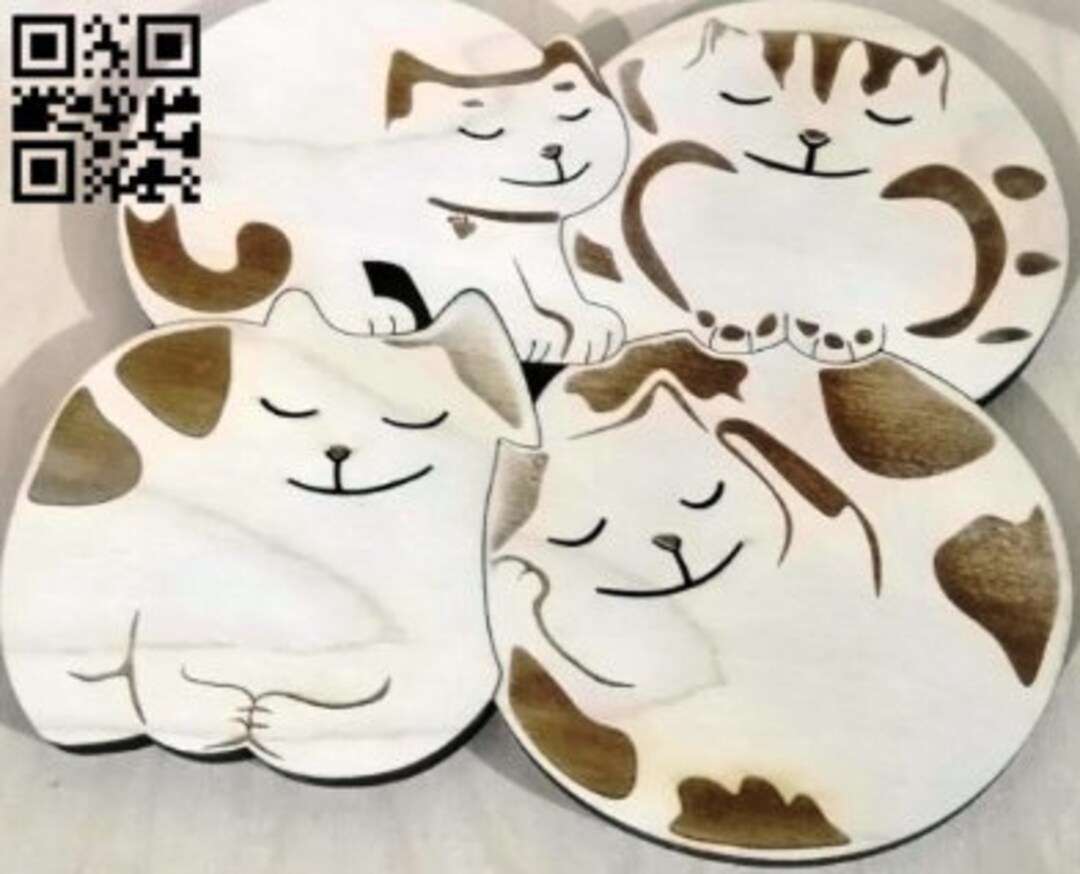 Cat Coaster File Cdr and Dxf Vector Download for Laser Cutting - Etsy