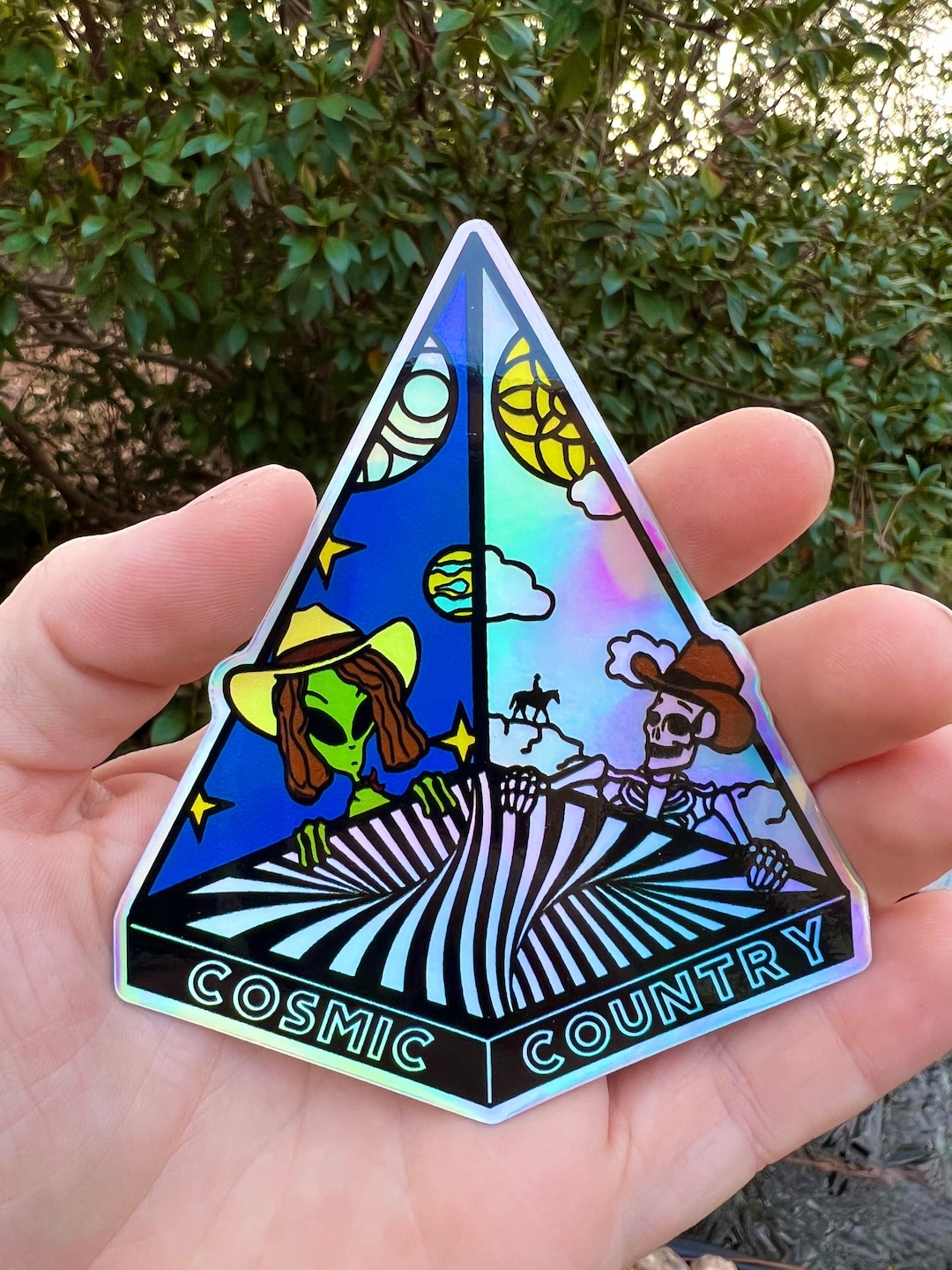 The Cosmic Pyramid Holographic Sticker cosmic Country Inspired Fan Art ...