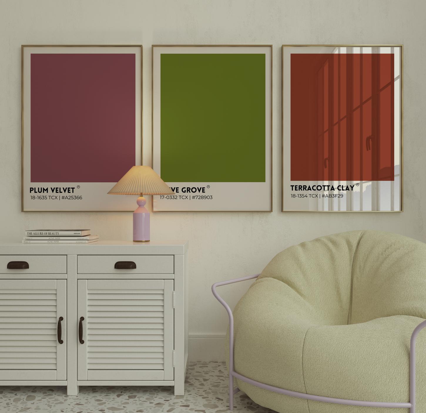Pantone Color Print Set, Modern Home Decor Digital Download, Minimalist ...