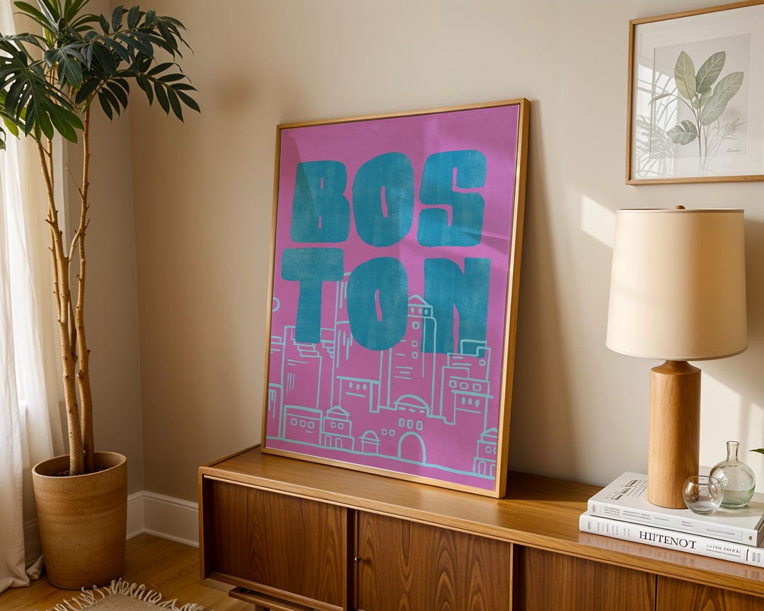 Retro Boston Skyline Poster, Trendy City Art, USA Travel Wall Art ...