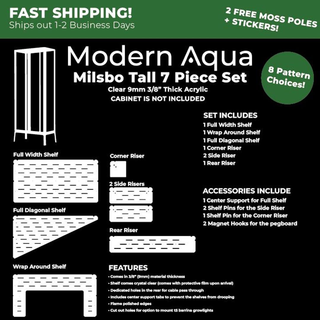 V2** Milsbo Tall 7 Piece Acrylic Shelf Set (RISERS) for Ikea Greenhouse ...