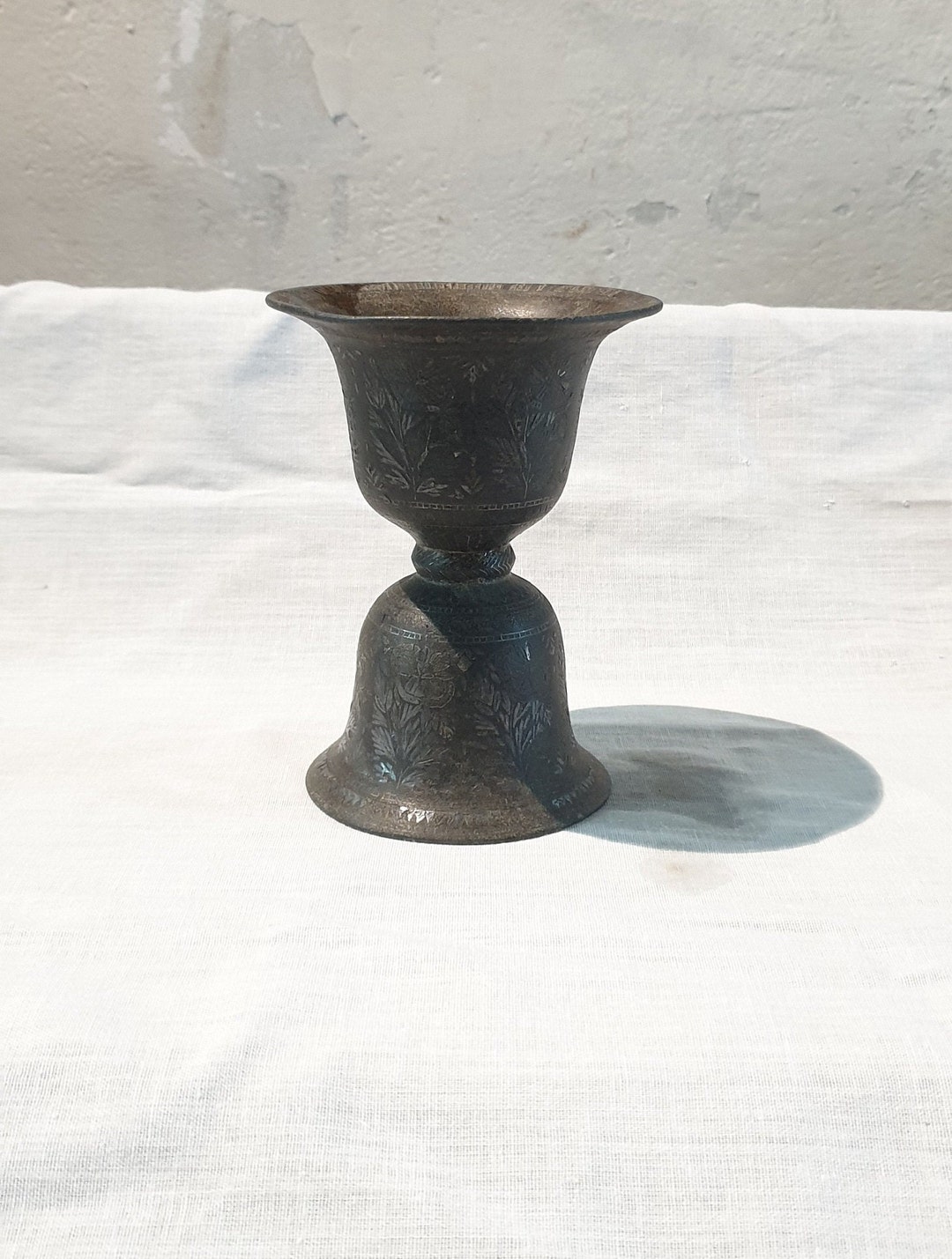 Antique Brass Spittoon With Silver Work , Sailing Ship or Train ...