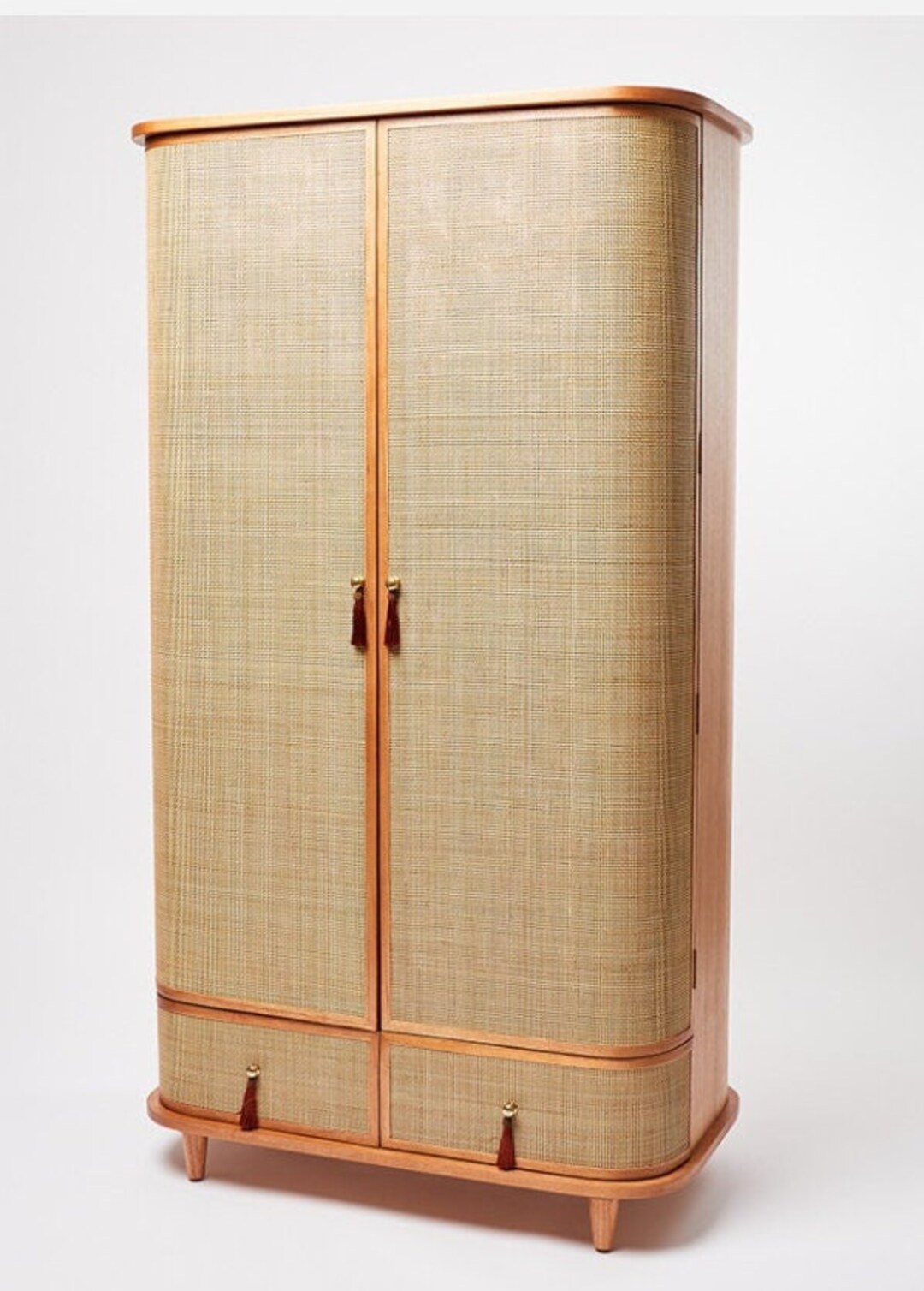 Rattan and Teak Rounded Wardrobe Cane Home Decor Wardrobe - Etsy UK