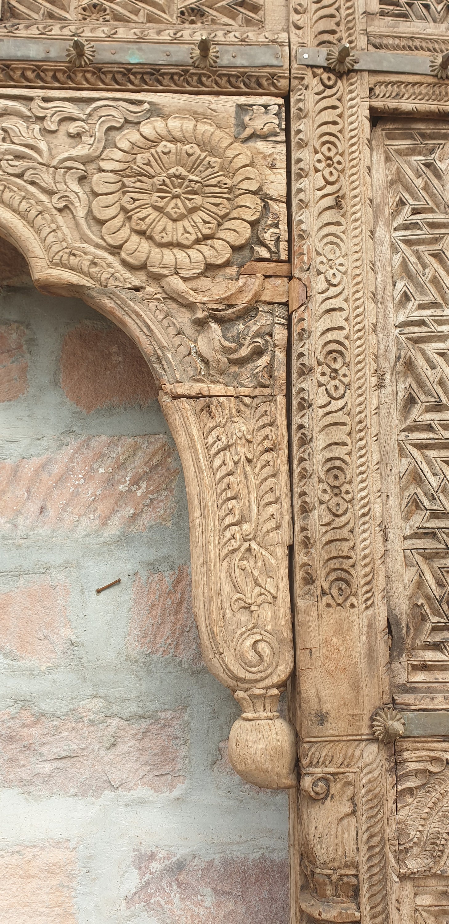 Antique Carved Teak Scalloped Arch, Reclaimed Wood Huge Floor MIRROR ...