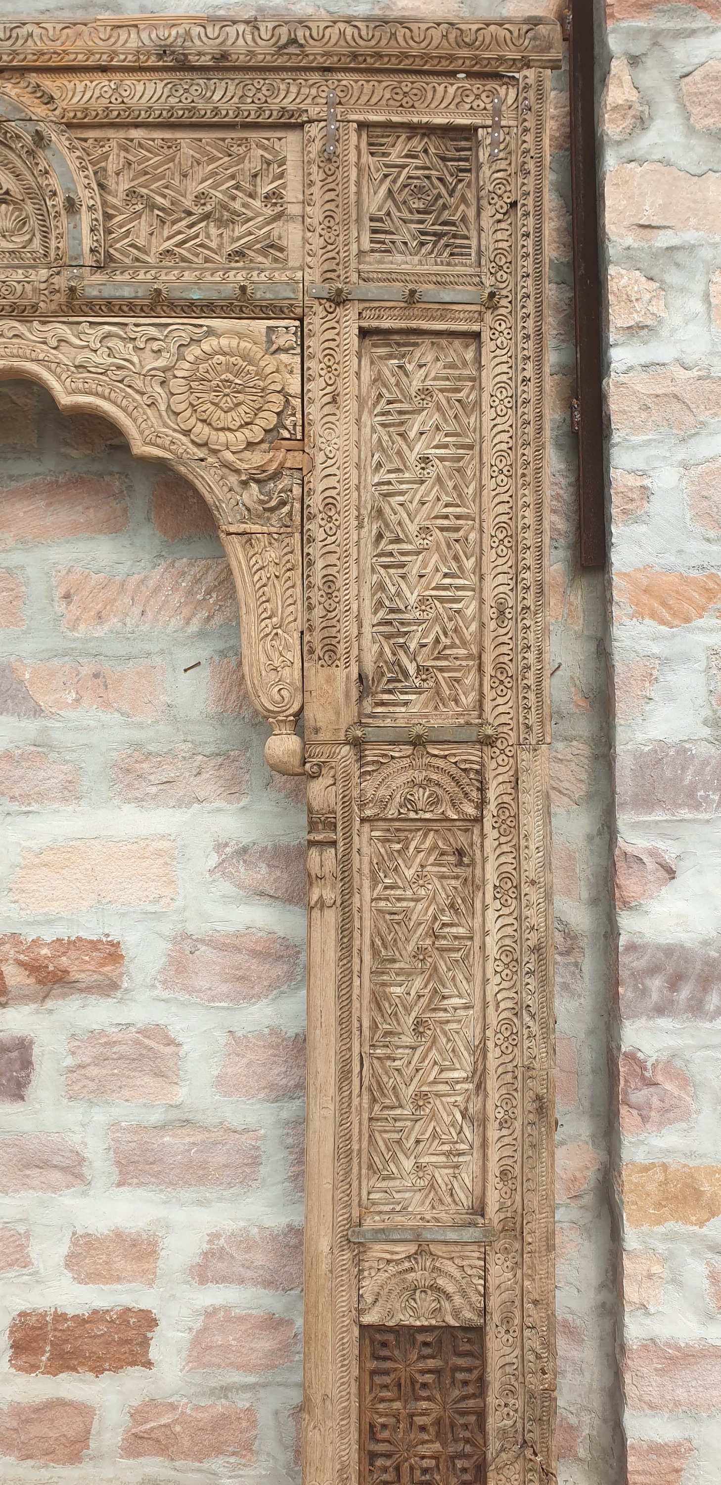 Antique Carved Teak Scalloped Arch, Reclaimed Wood Huge Floor MIRROR ...