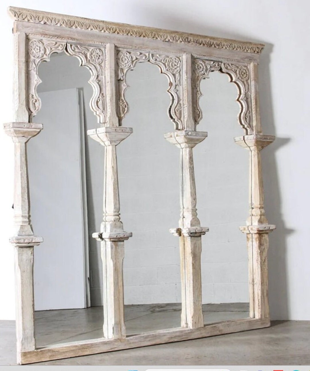 Vintage Indian Door Frame Mirror, Indian Mirror Frame for Home, Rustic ...