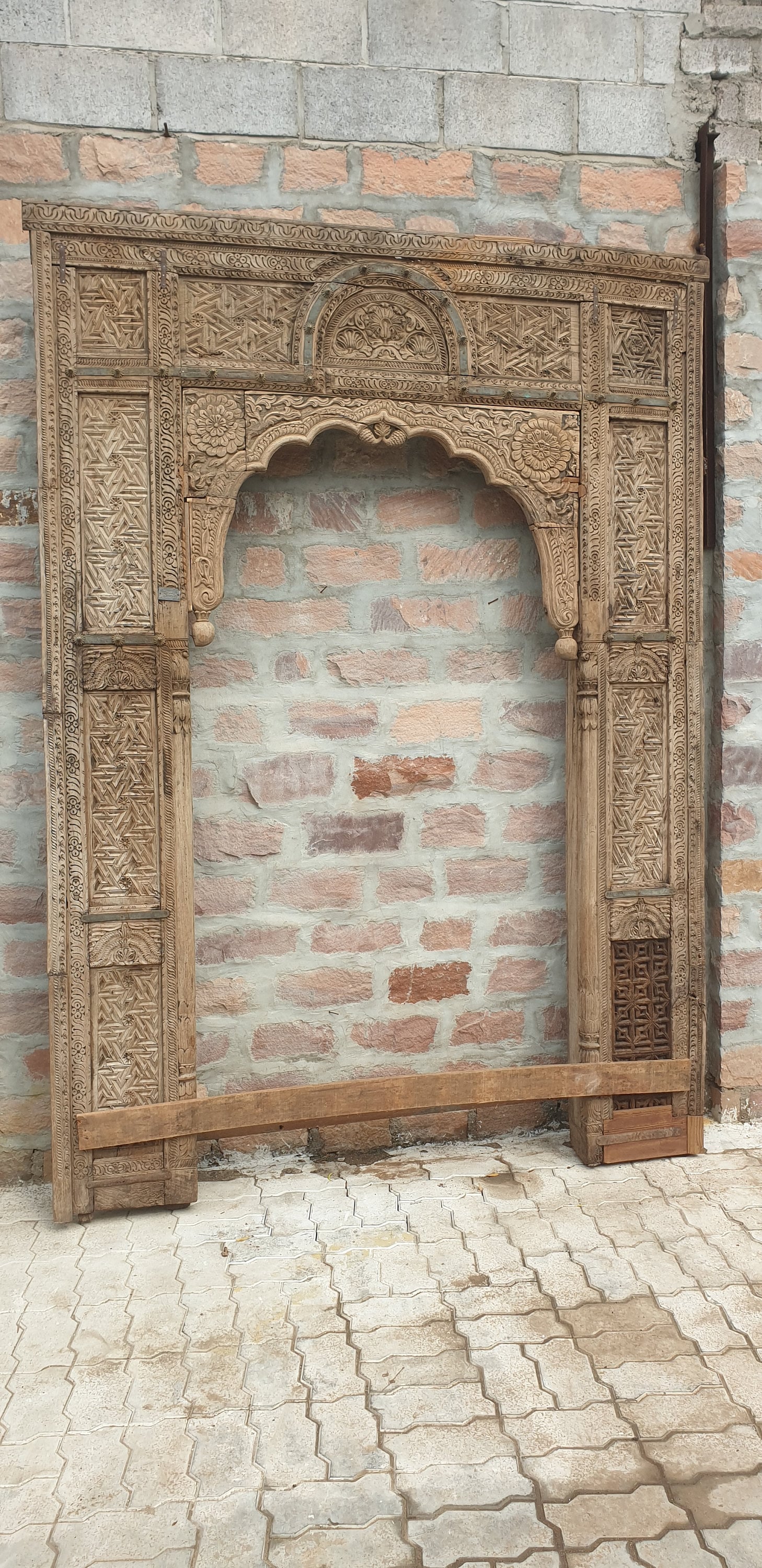 Antique Carved Teak Scalloped Arch, Reclaimed Wood Huge Floor MIRROR ...