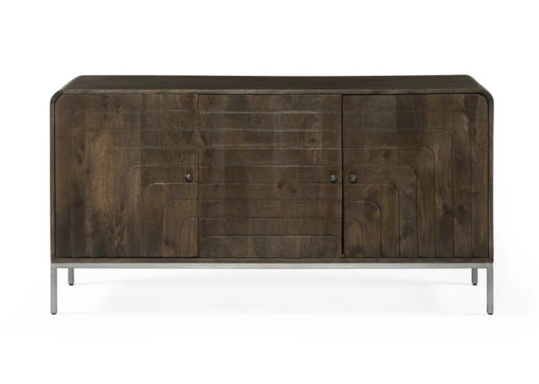 Solid Mango Wood Sideboard 3 Doors Home Decor Sideboard Arch Carving ...