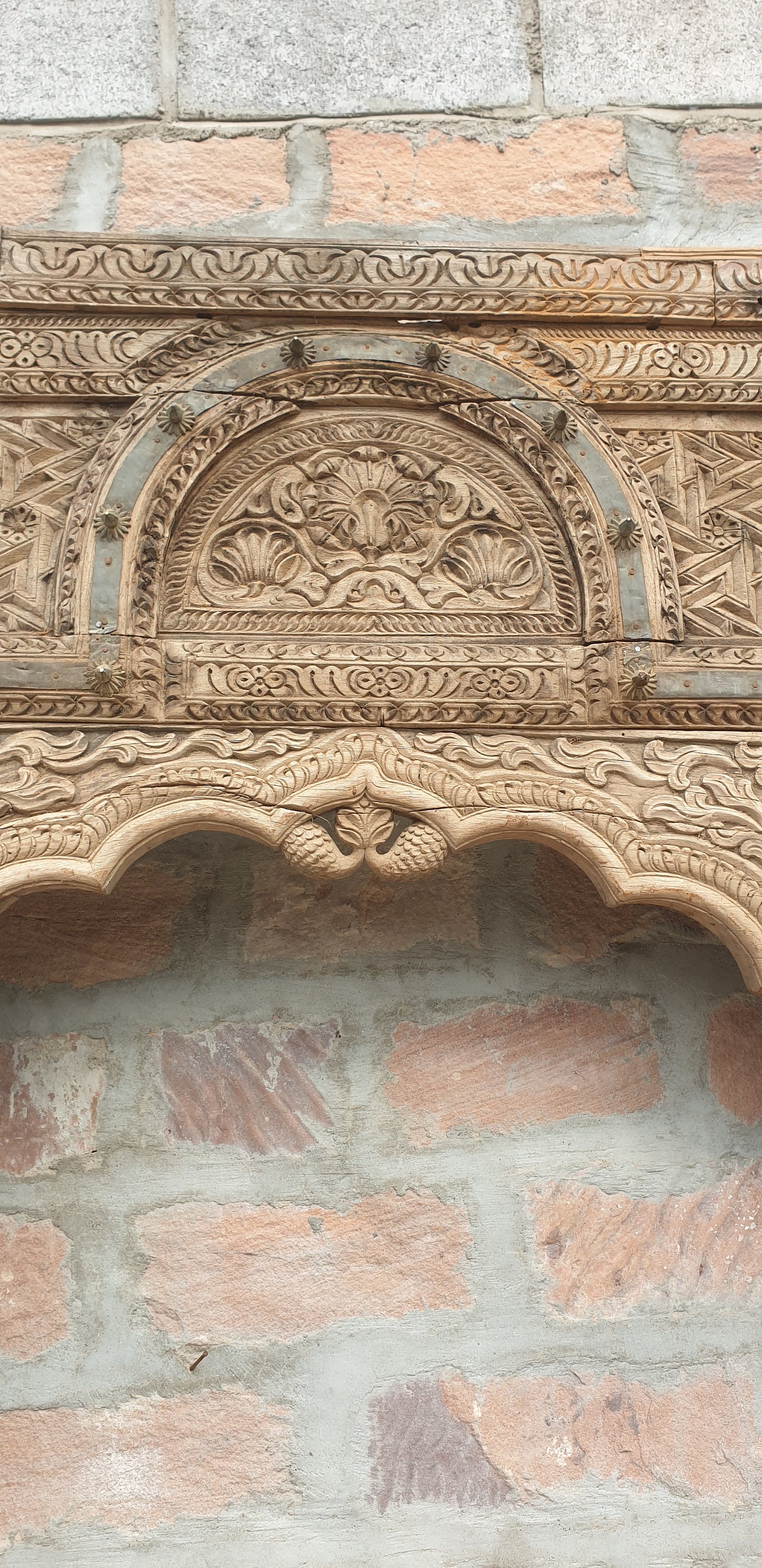 Antique Carved Teak Scalloped Arch, Reclaimed Wood Huge Floor MIRROR ...