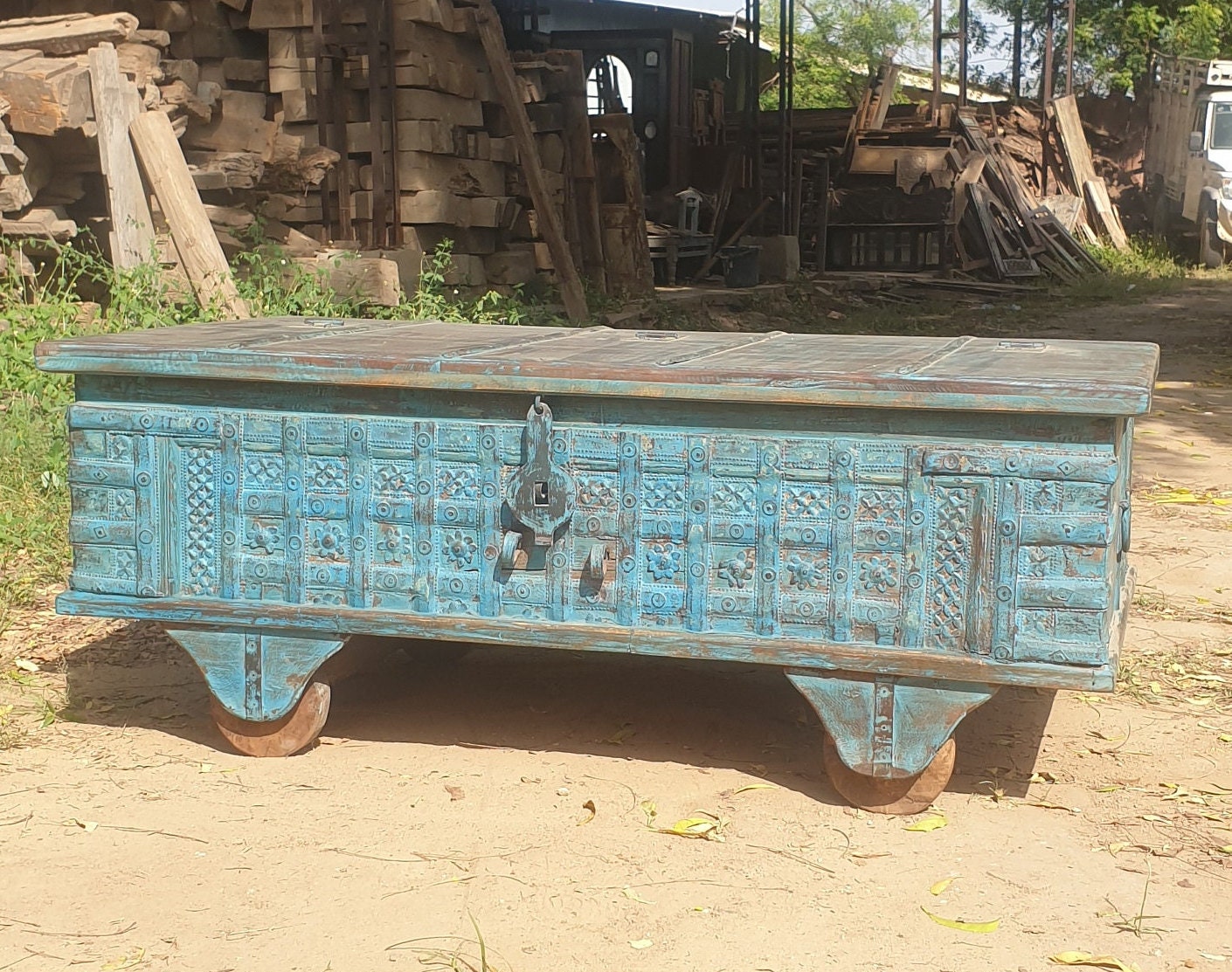 Antique Indian Pitara Coffee Table Old Hope Chest Blanket - Etsy