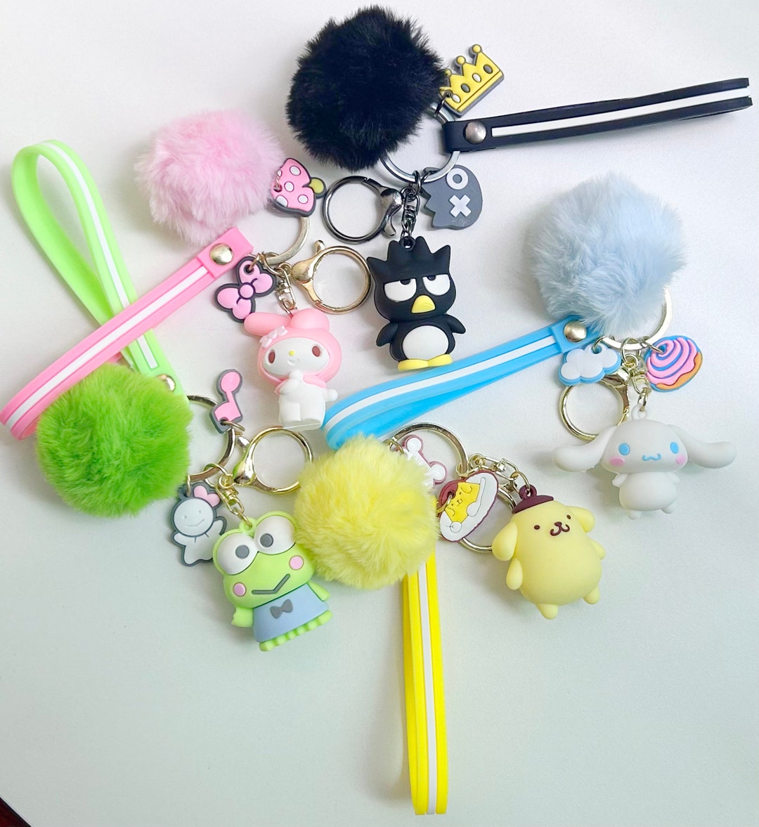 Cute Sanrio Plush Keychain Charm,3d Stereoscopic Cartoon Animal ...