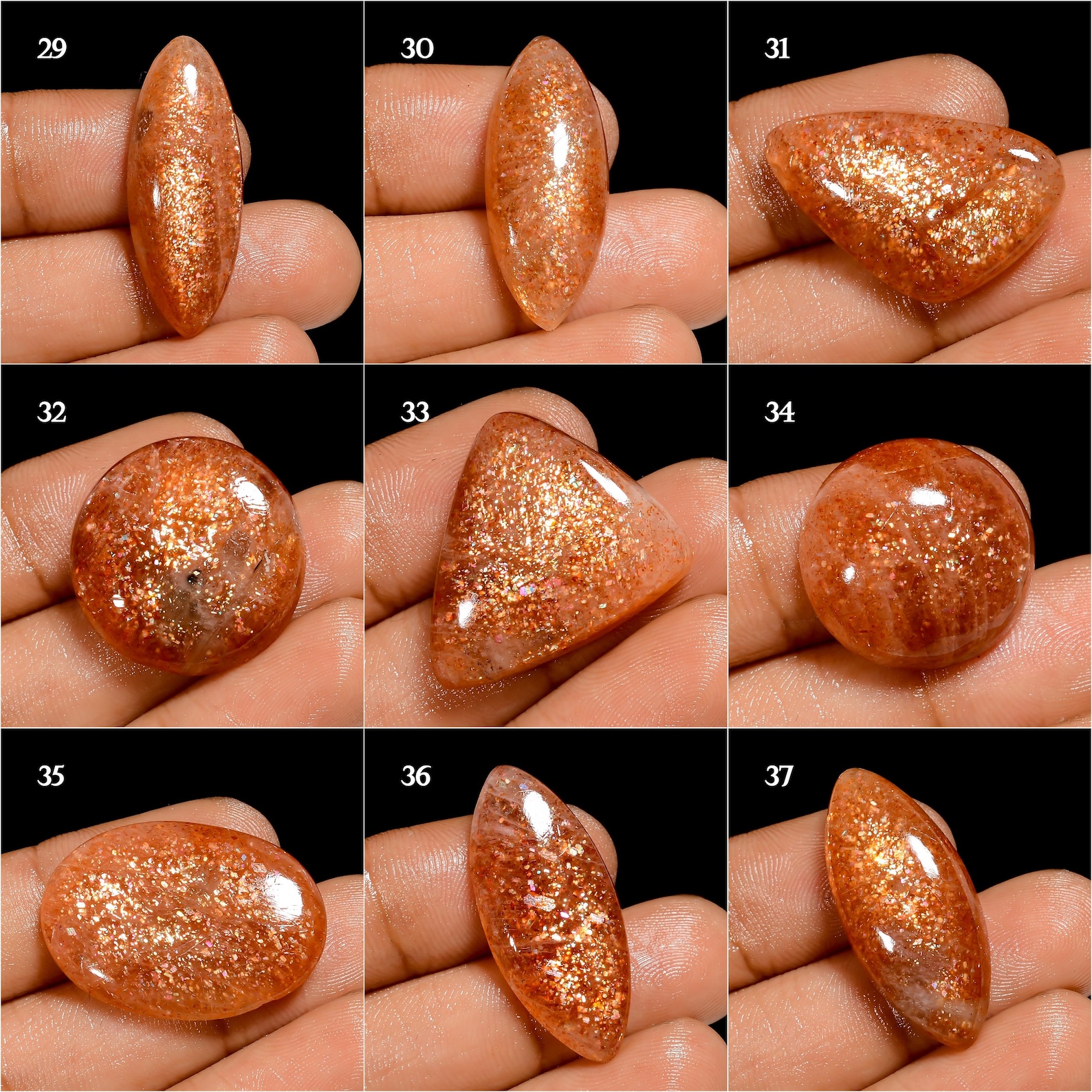 Natural Sunstone Oval Shape Cabochon, Loose Sunstone Gemstone, Sparkle ...