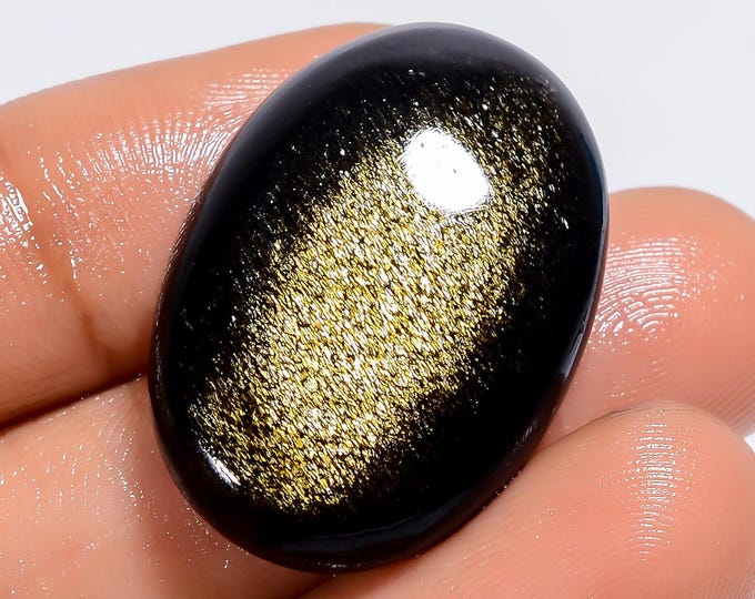 Natural Golden Sheen Obsidian Oval Shape Cabochon Loose Gemstone for ...