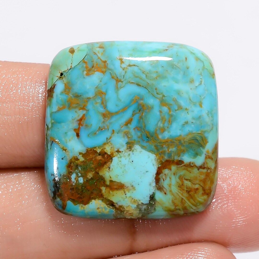 Natural Kingman Turquoise Cabochon, Sky Blue Turquoise Crystal, Cushion ...
