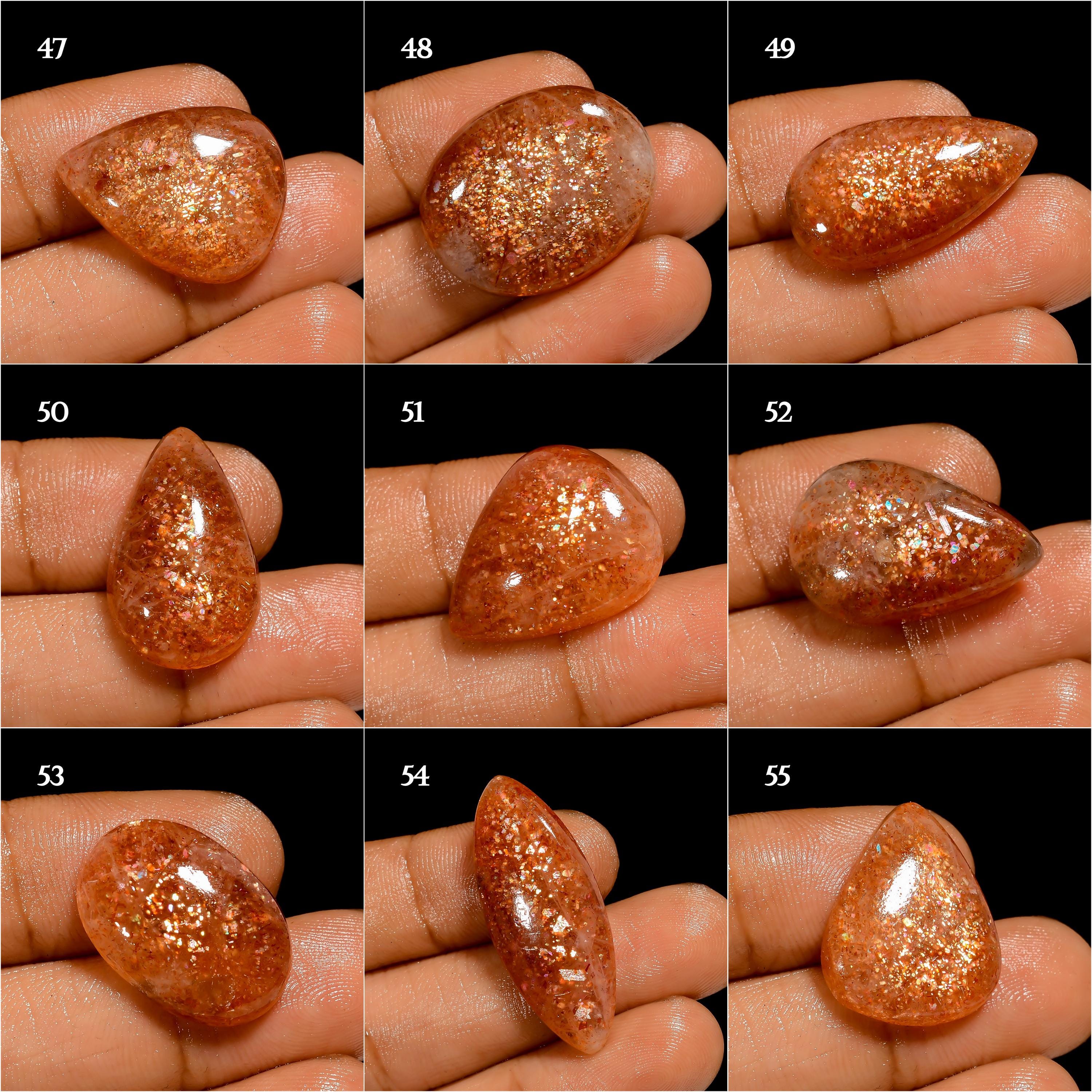 Natural Sunstone Oval Shape Cabochon, Loose Sunstone Gemstone, Sparkle ...