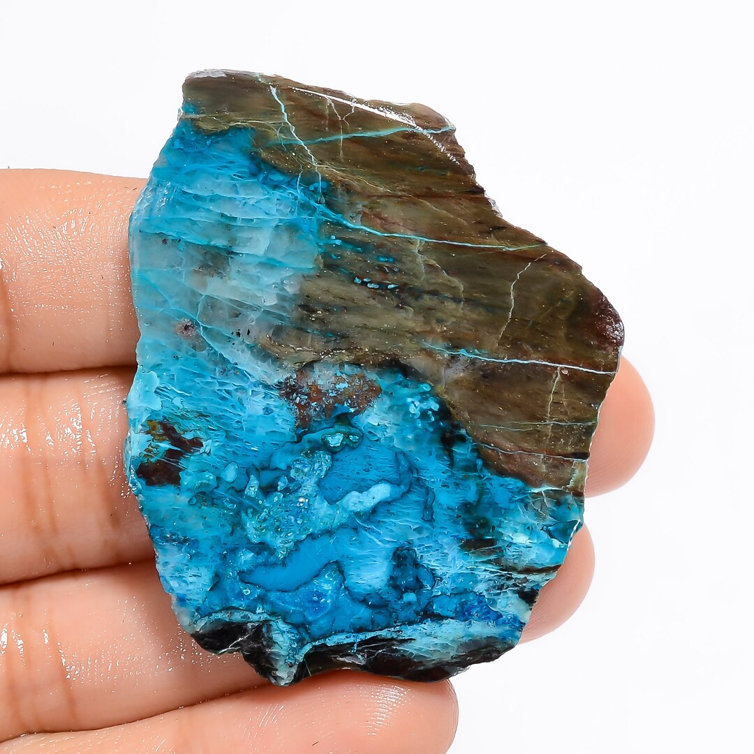 Chrysocolla Crystal Slice: Raw Polished Slab, 81 Carat (50x40x3mm) - Etsy