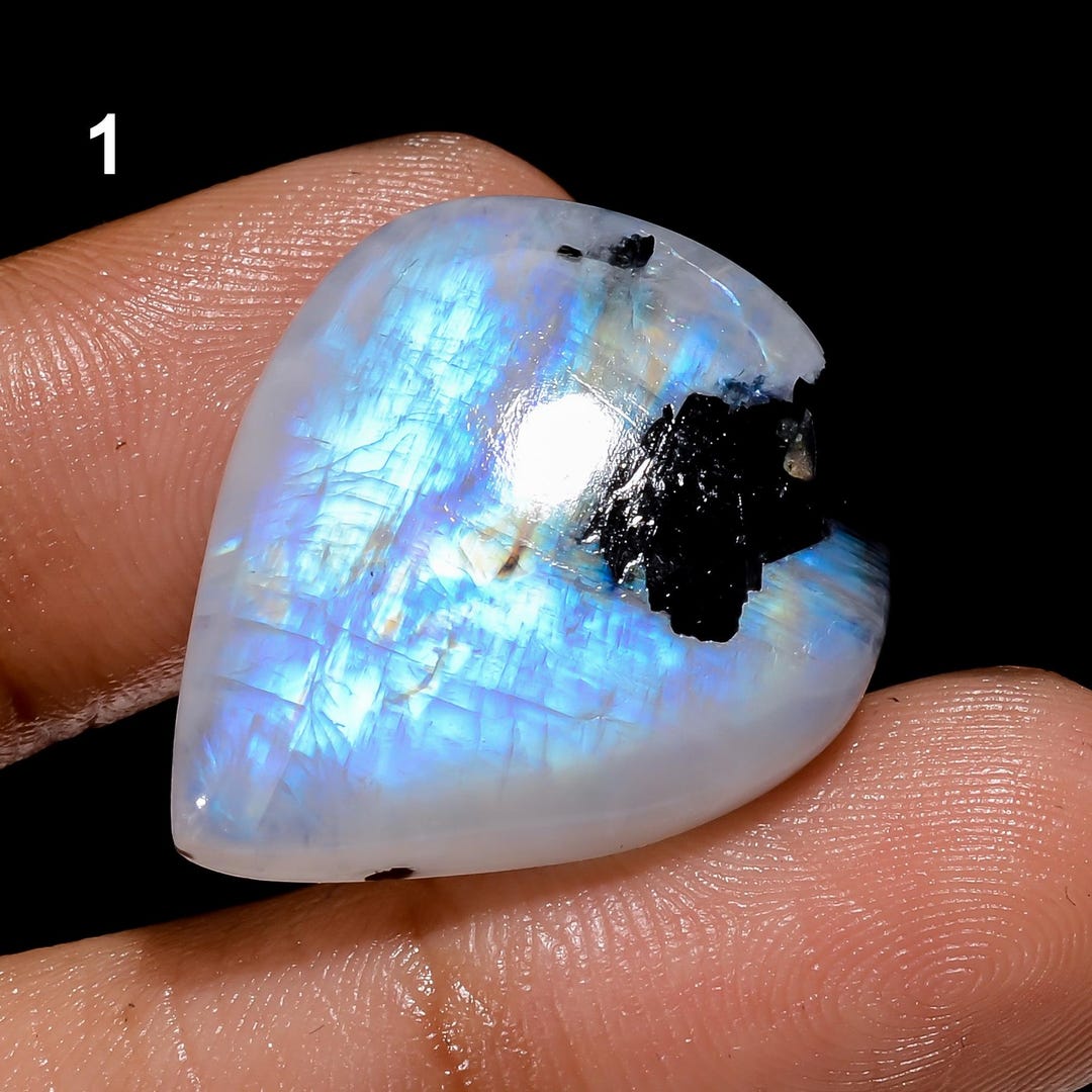 Natural Rainbow Moonstone Crystal, Moonstone With Black Tourmaline ...