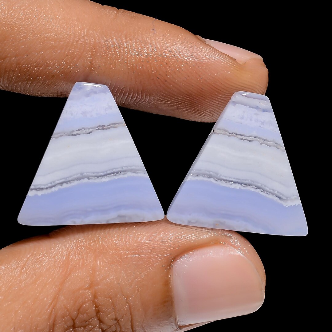 Natural Blue Lace Agate Fancy Shape Cabochon Matched Pair Loose ...