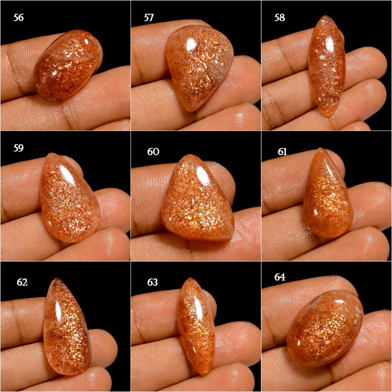 Natural Sunstone Oval Shape Cabochon, Loose Sunstone Gemstone, Sparkle ...