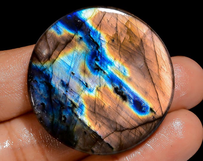 Natural Labradorite Round Shape Cabochon Loose Gemstone for Making ...