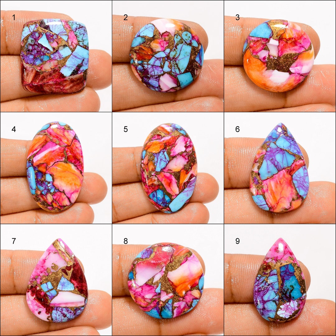 Natural Spiny Oyster Copper Turquoise Cabochon, Multi Oyster Turquoise ...