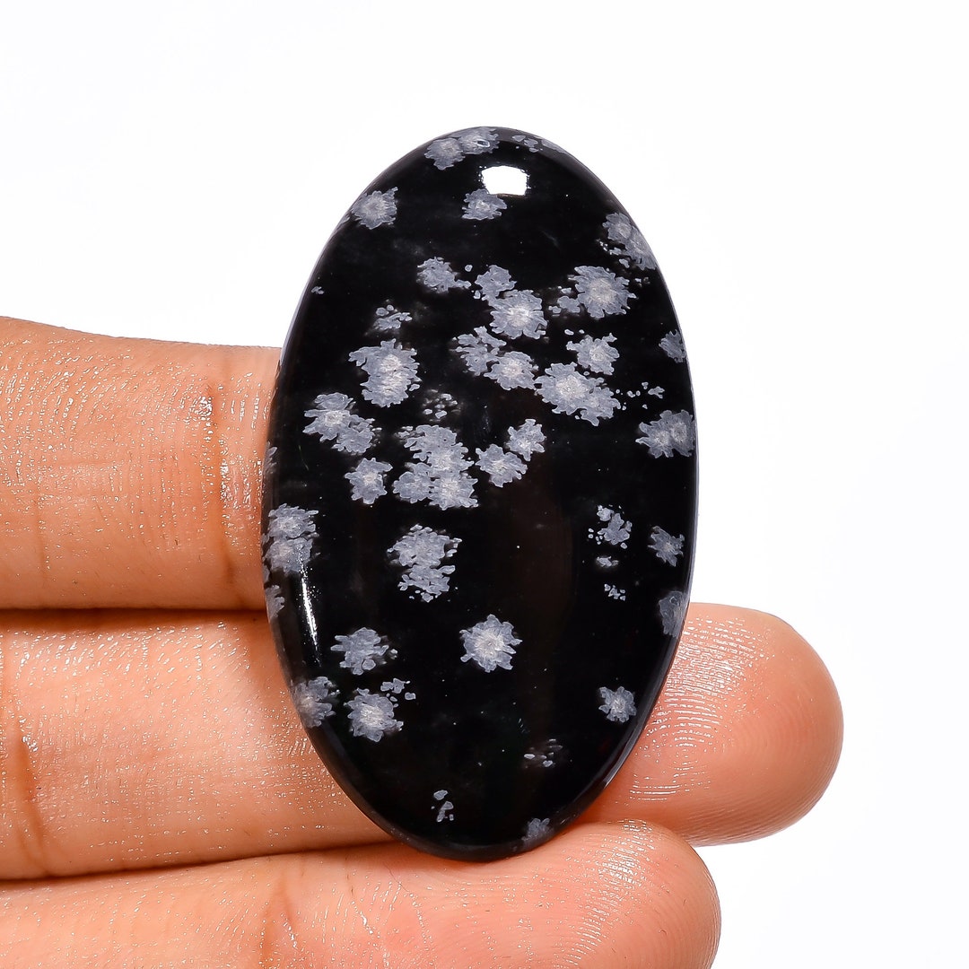 Snowflake Obsidian Cabochon Natural Black Snowflake Obsidian Crystal ...