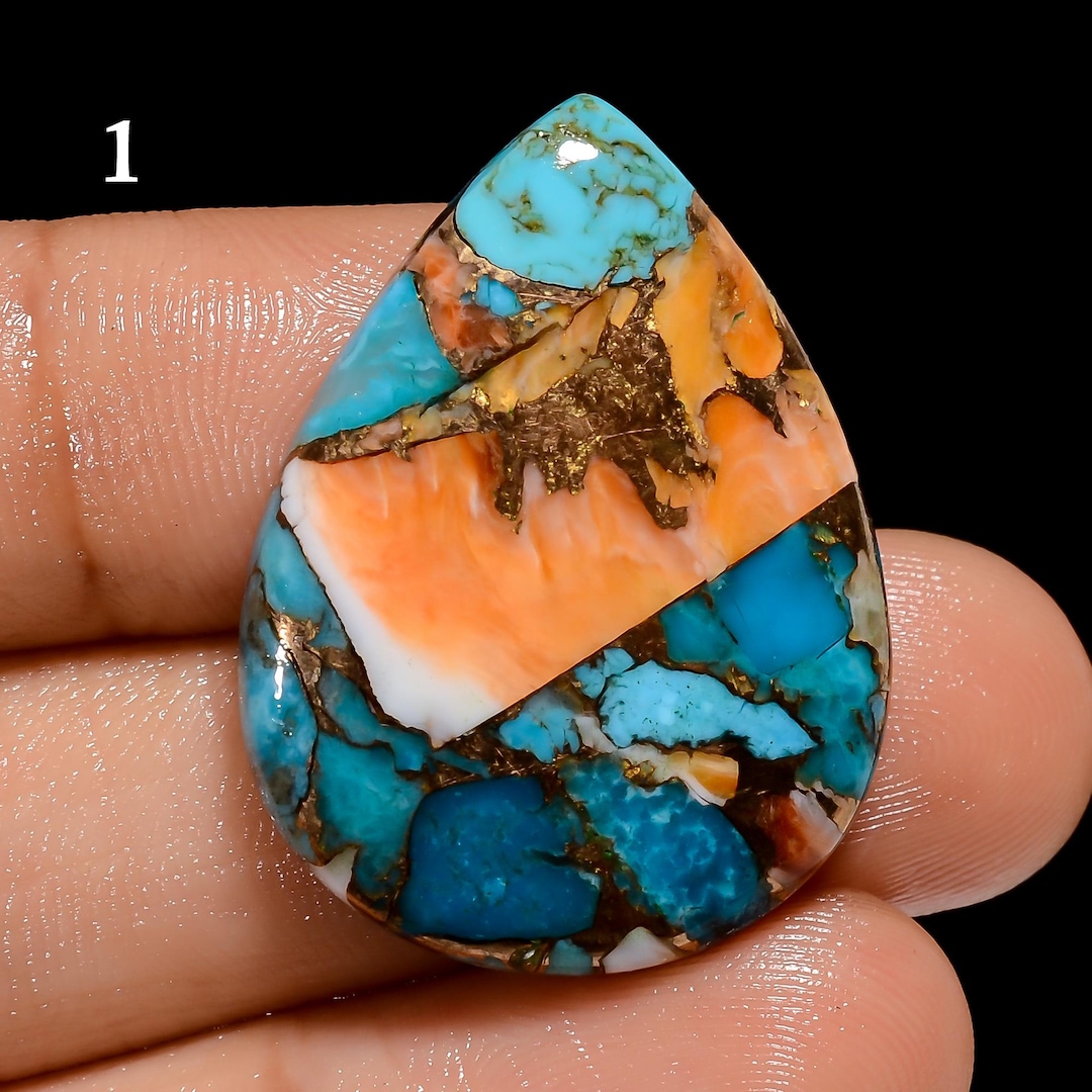 Natural Oyster Turquoise Cabochon, Spiny Copper Oyster Turquoise ...