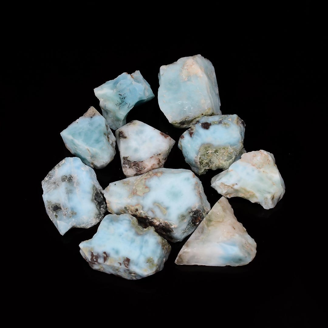 Natural Larimar Fancy Shape Slice Loose Gemstone 10 Pcs Lot for Making ...