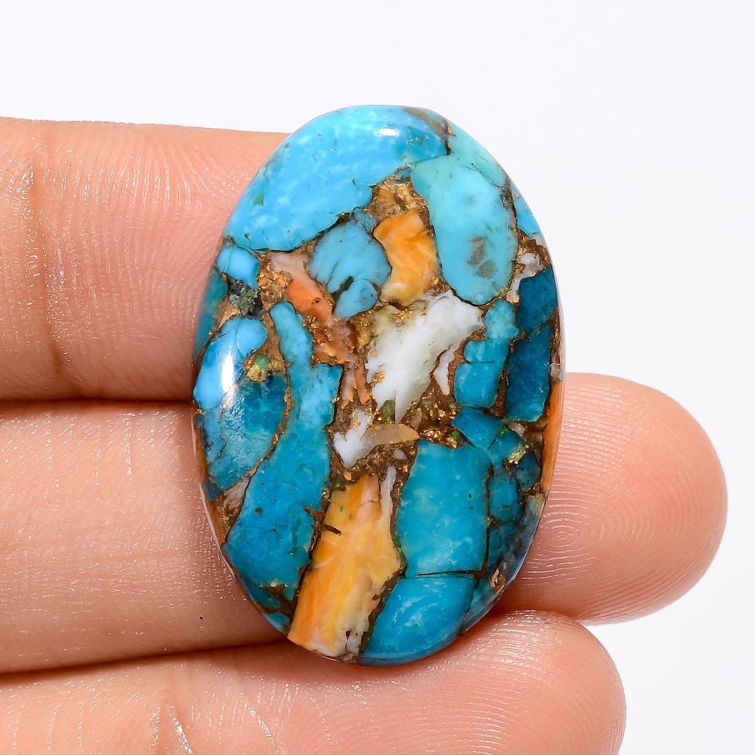 Copper Oyster Turquoise Cabochon Turquoise Gemstone 29X19X4 Mm Size 20 ...