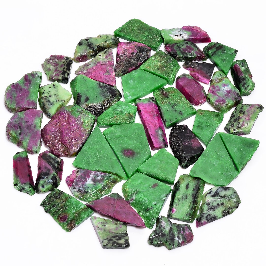 Raw Ruby Zoisite Slice Lot: Natural Gemstone for Jewelry Making (20 ...