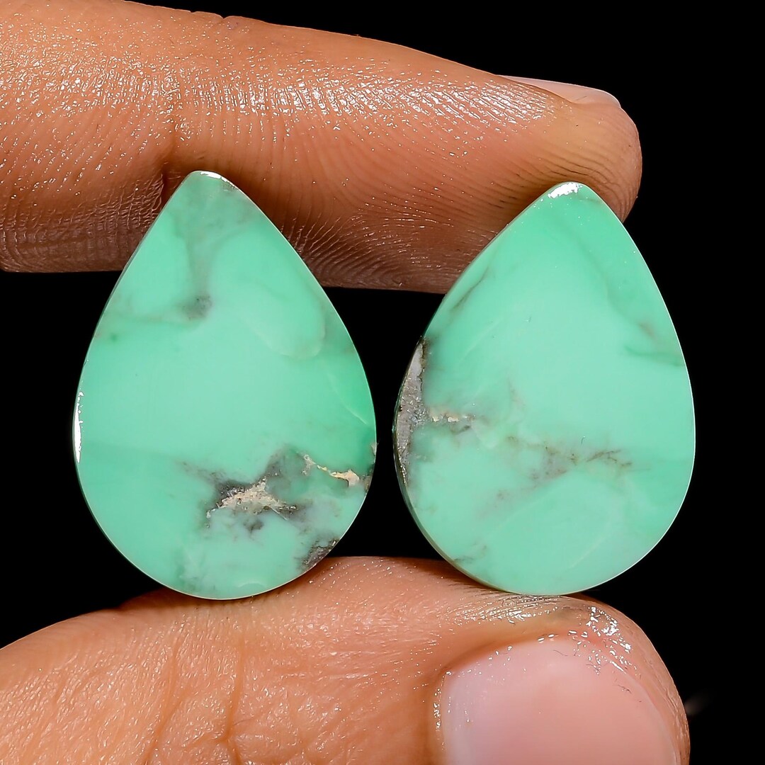 Variscite Pear Cabochon Pair: Australian Gemstone for Earrings (17 Ct ...