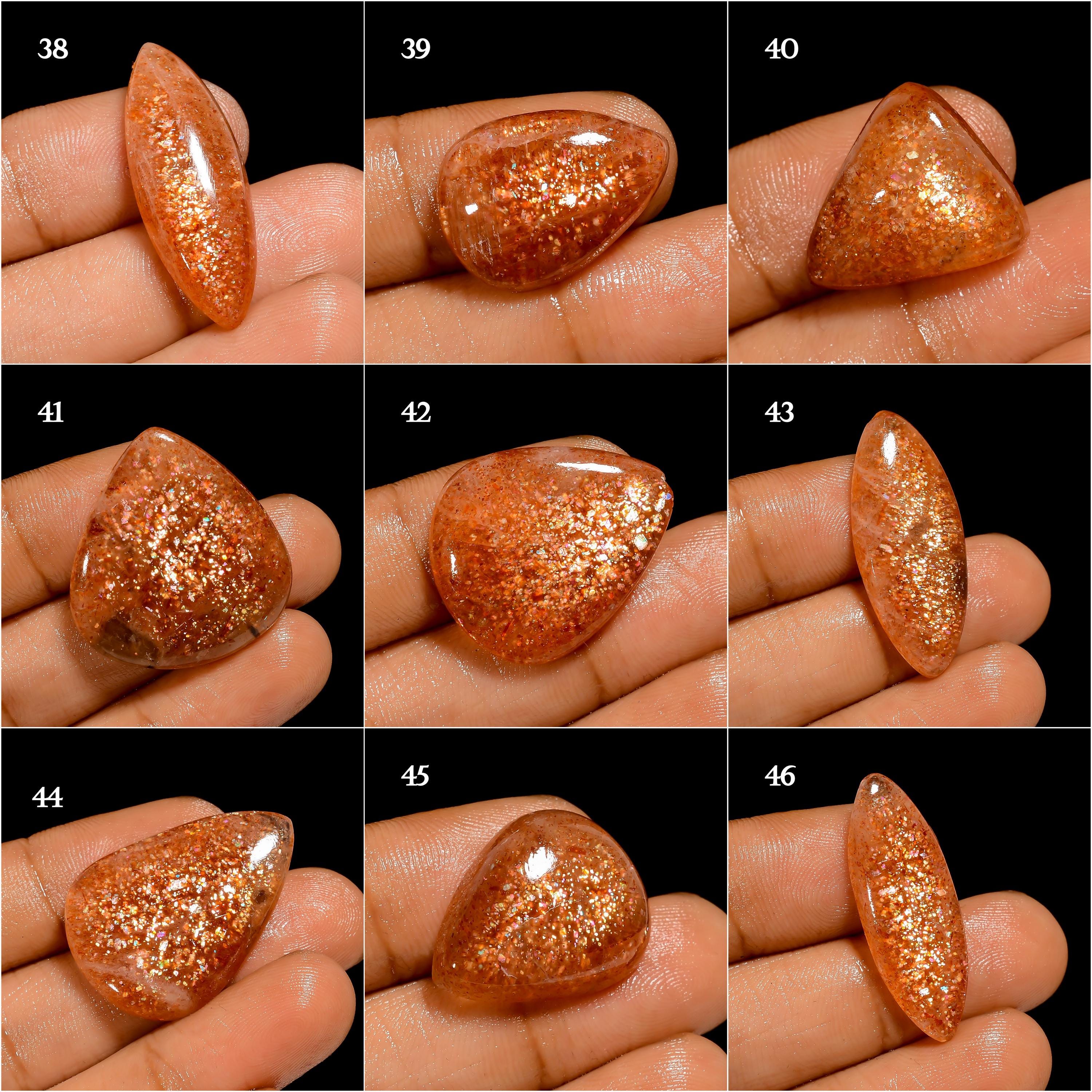 Natural Sunstone Oval Shape Cabochon, Loose Sunstone Gemstone, Sparkle ...